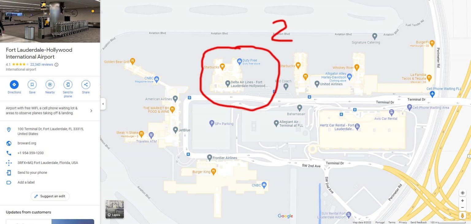 Terminal 2 map Fort Lauderdale-Hollywood International Airport