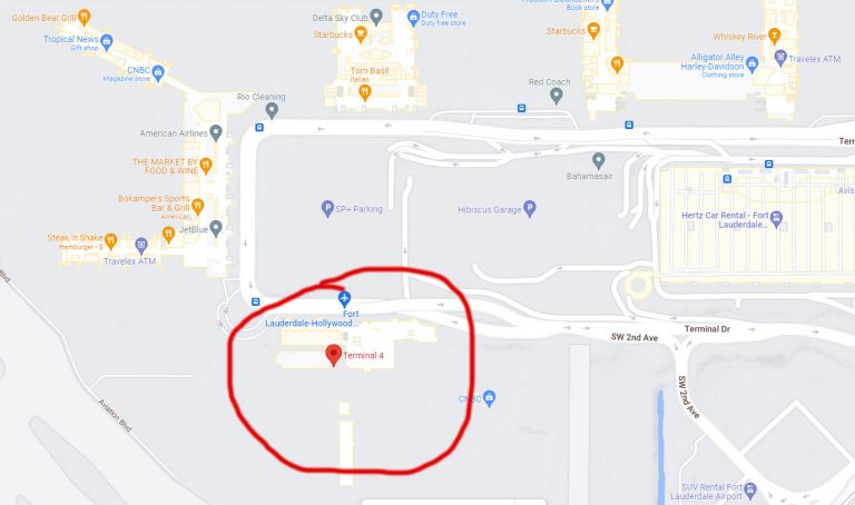 Terminal 4 Fort Lauderdale Airport FLL map